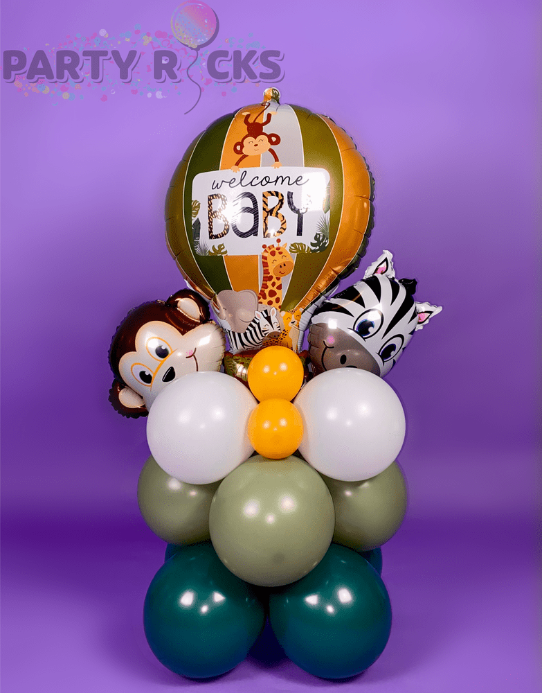 Welcome Baby Jungle Animals Balloon Stack