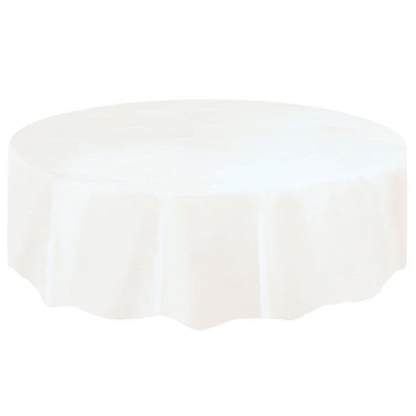 White Round Plastic Table Cover