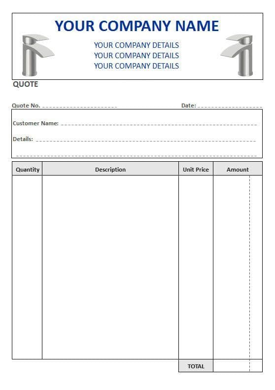 Plumbers NCR Quote Pads 4 Column