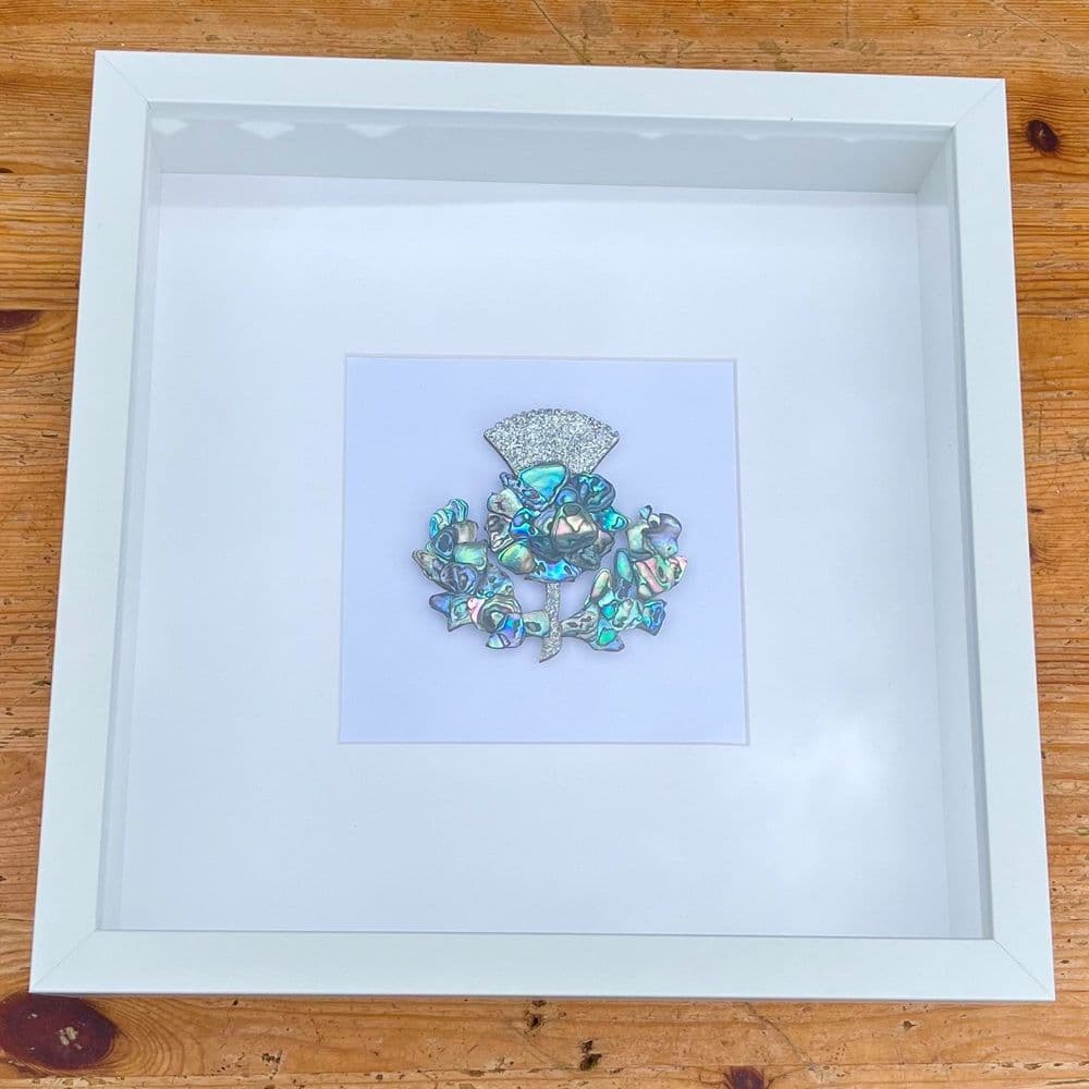 Box Frame Art - Paua Mosaic Thistle