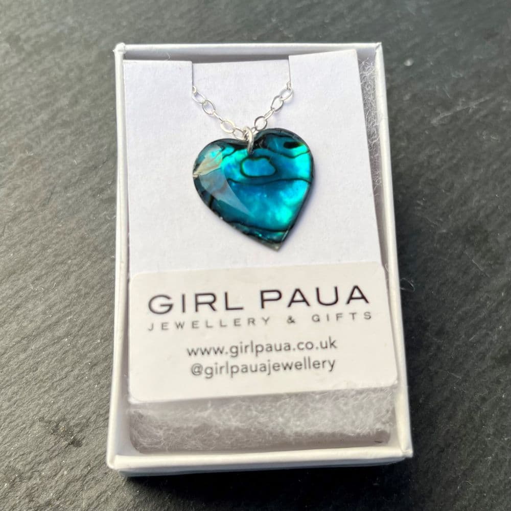 PP1718 Blue Heart Paua Pendant