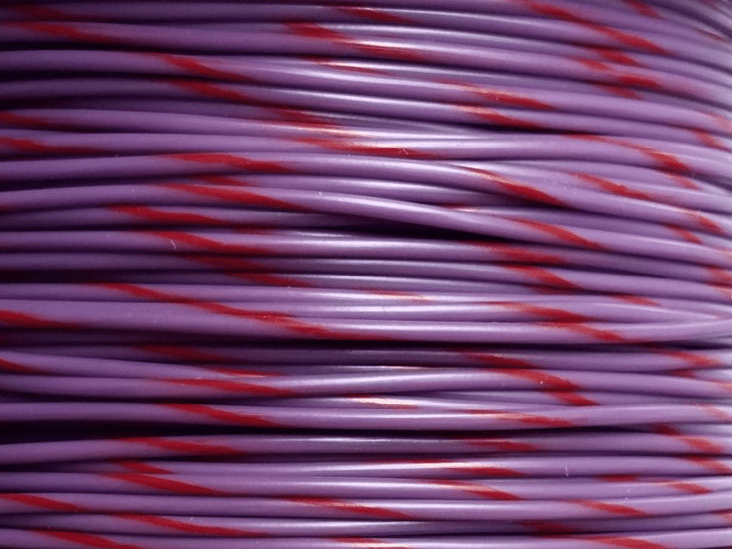10 metres DCC Layout Wire Droppers 16/0 2 Purple/Red Bi-colour Spiral