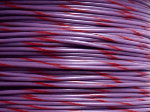 10 metres DCC Layout Wire Droppers 16/0 2 Purple/Red Bi-colour Spiral