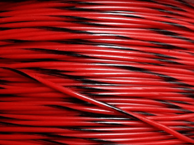 10 metres DCC Layout Wire Droppers 16/0 2 Red/Black Bi-colour Spiral
