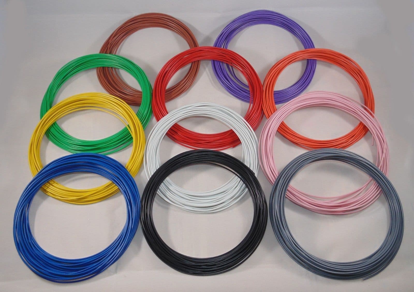 110m Dropper Wire 3A 16/0 2 DCC Layout Wire 10m x 11 colours