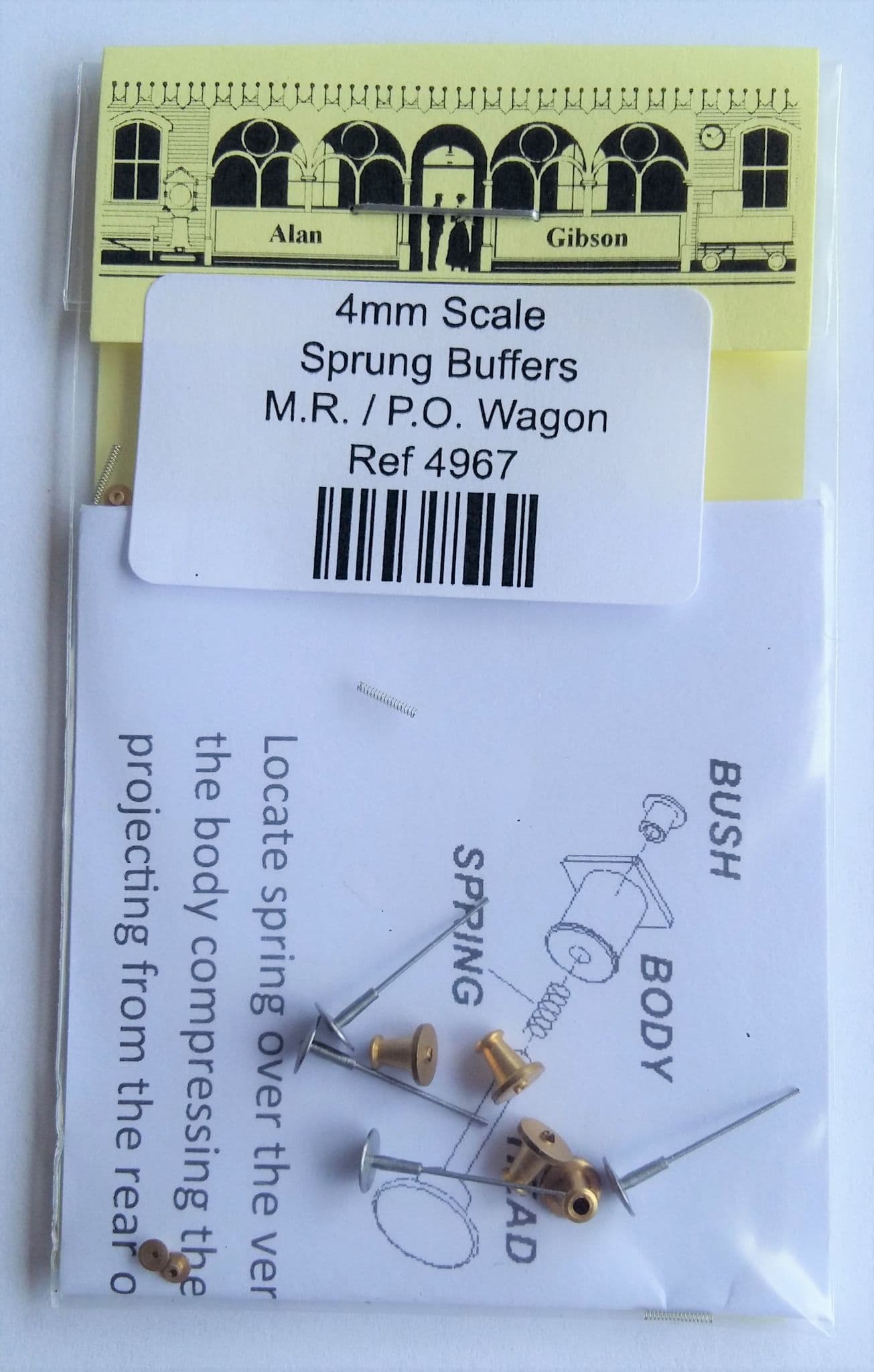 Alan Gibson 4mm Scale M R /P O Wagon Buffers Turned Brass Body Part no 4967