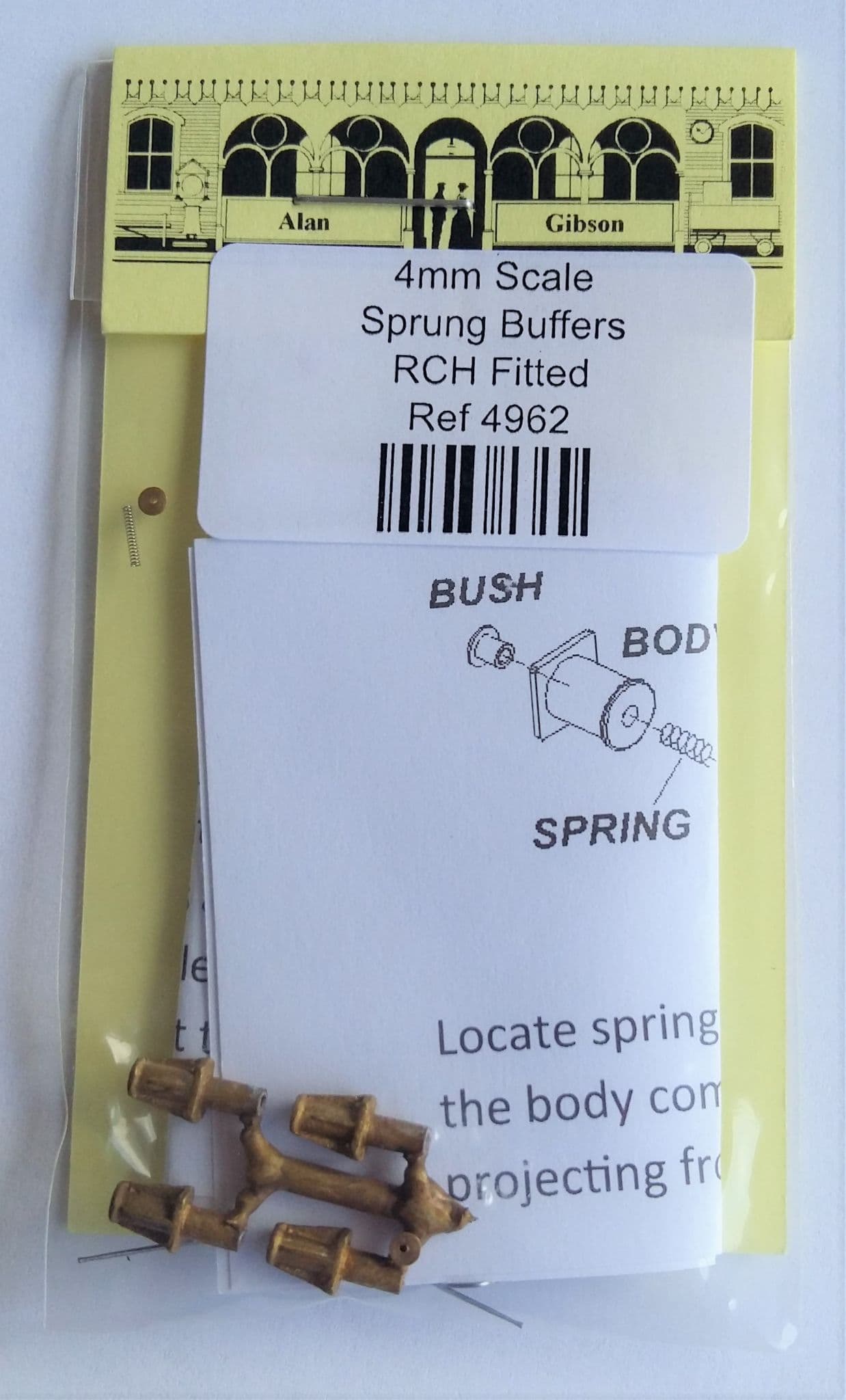 Alan Gibson 4mm Scale RCH Fitted Wagon Buffers Part no 4962