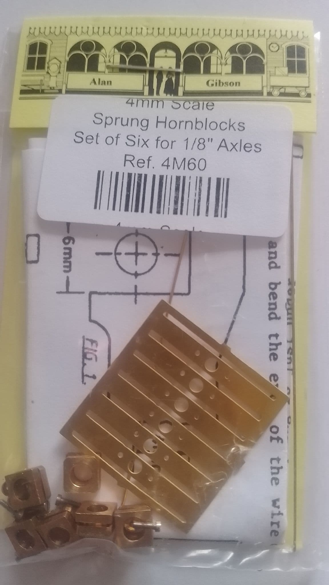 Alan Gibson 4mm Scale Sprung Hornblocks for 1/8" Axles Part no 4M60