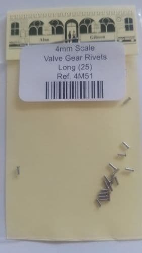 Alan Gibson 4mm Scale Valve Gear Rivets Long Part no 4M51