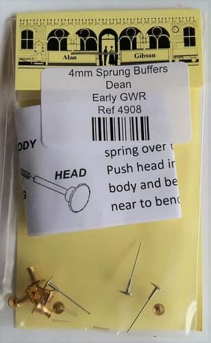 Alan Gibson 4mm Sprung Buffers Early GWR Dean Part no 4908