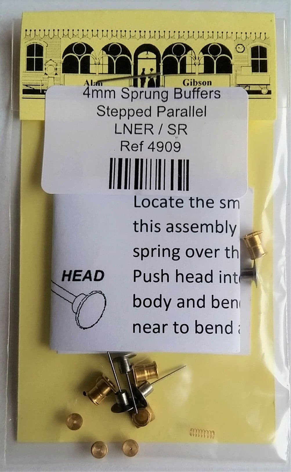Alan Gibson 4mm Sprung Buffers LNER/SR Stepped Parallel Part no 4909