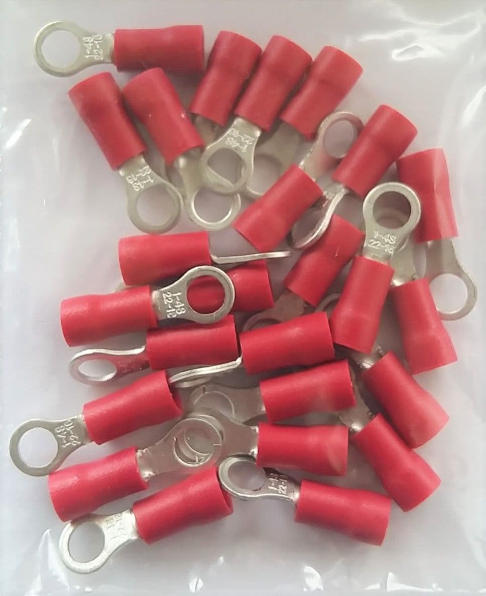 Pre-Insulated Red 4 3mm Ring Terminals