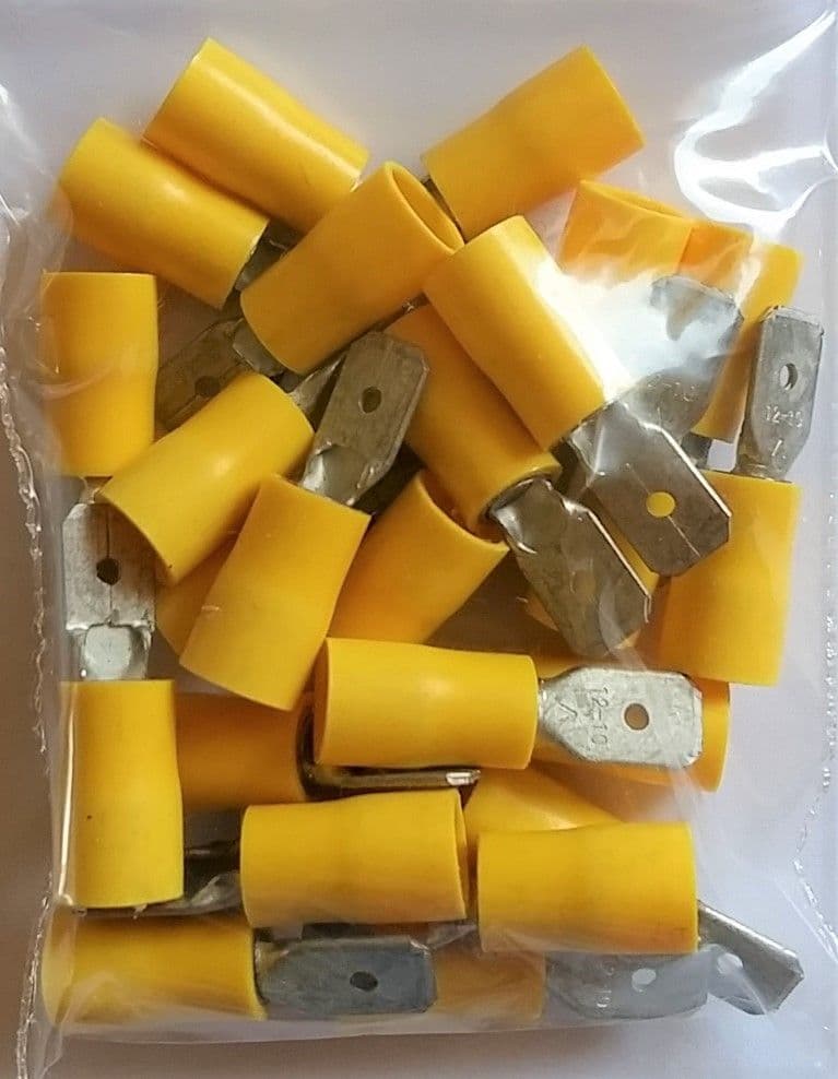 Pre-Insulated Yellow 6 4mm Crimp Terminals Male