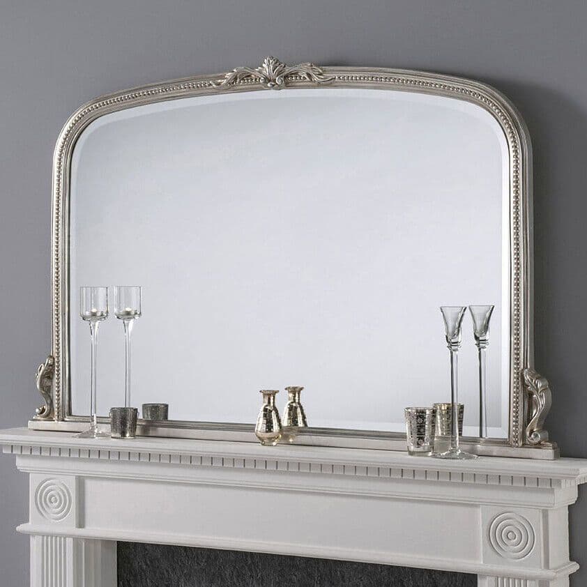 Antique Silver Large arch top over mantle Ornate Mirror BALMORAL ...