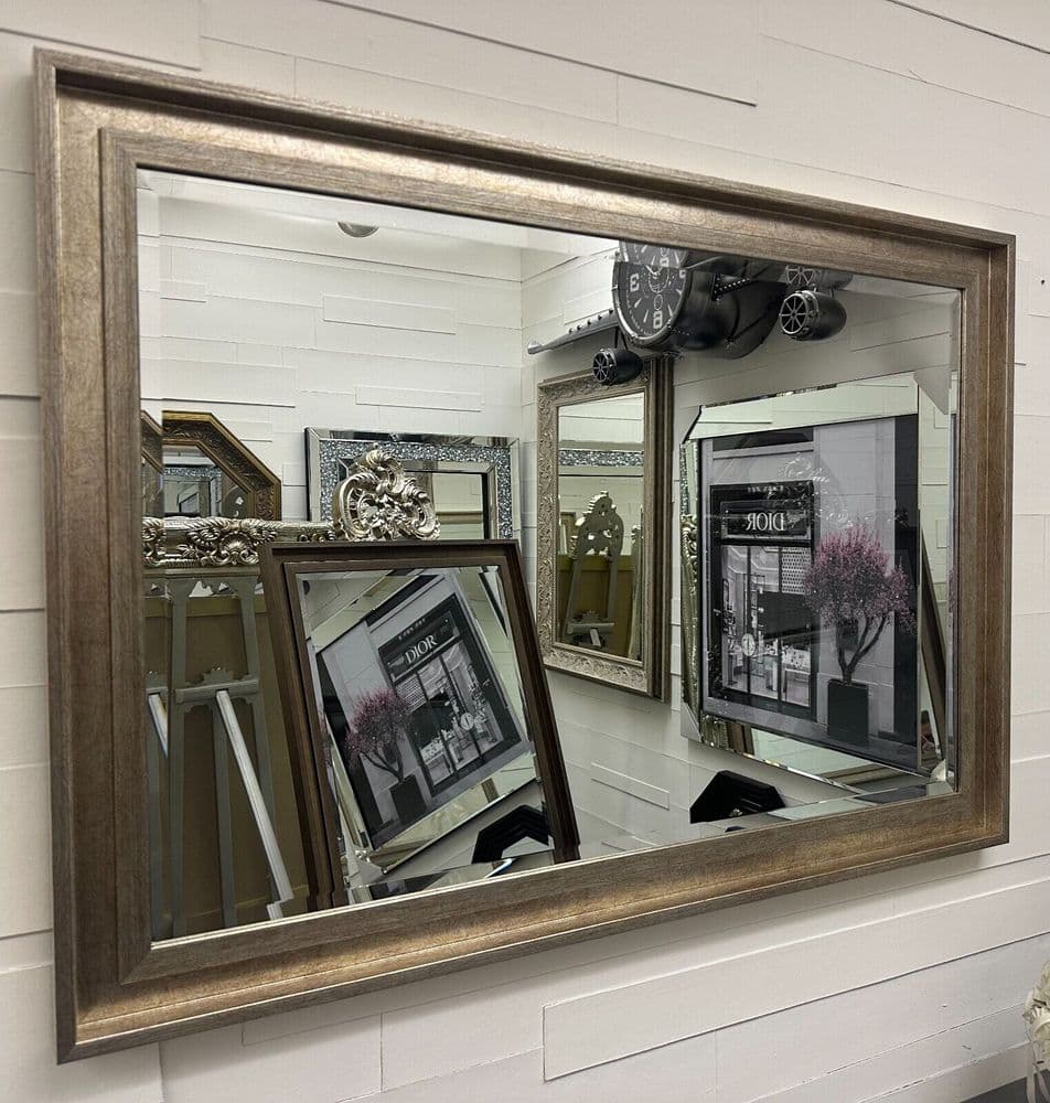 Large Antique Silver Mirror Contemporary design Stepped frame HOCKNEY ...