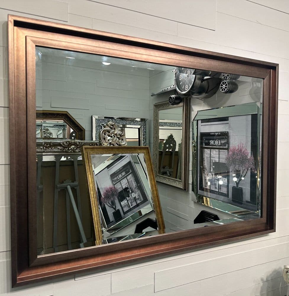 Large Bronze Mirror Contemporary design Stepped frame HOCKNEY Mirror