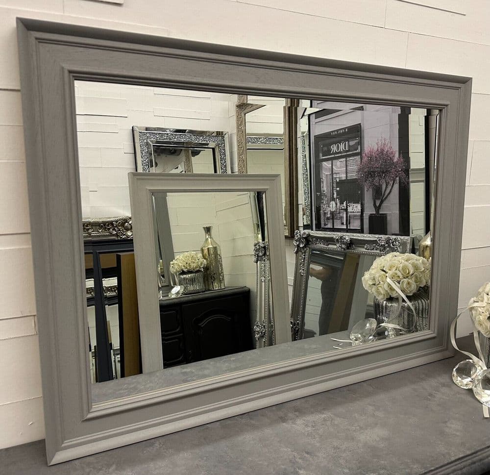 Large Contemporary Grey Solid Wood Mirror - CASTERBRIDGE - Fabulous Mirrors