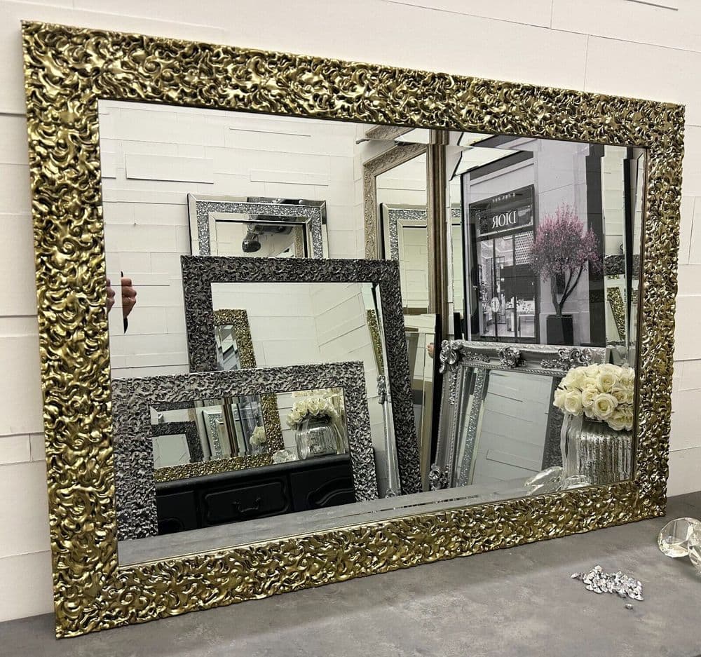 Large Gold Wave effect Mirror - CHOOSE YOUR SIZE - SOVEREIGN - PREMIUM ...