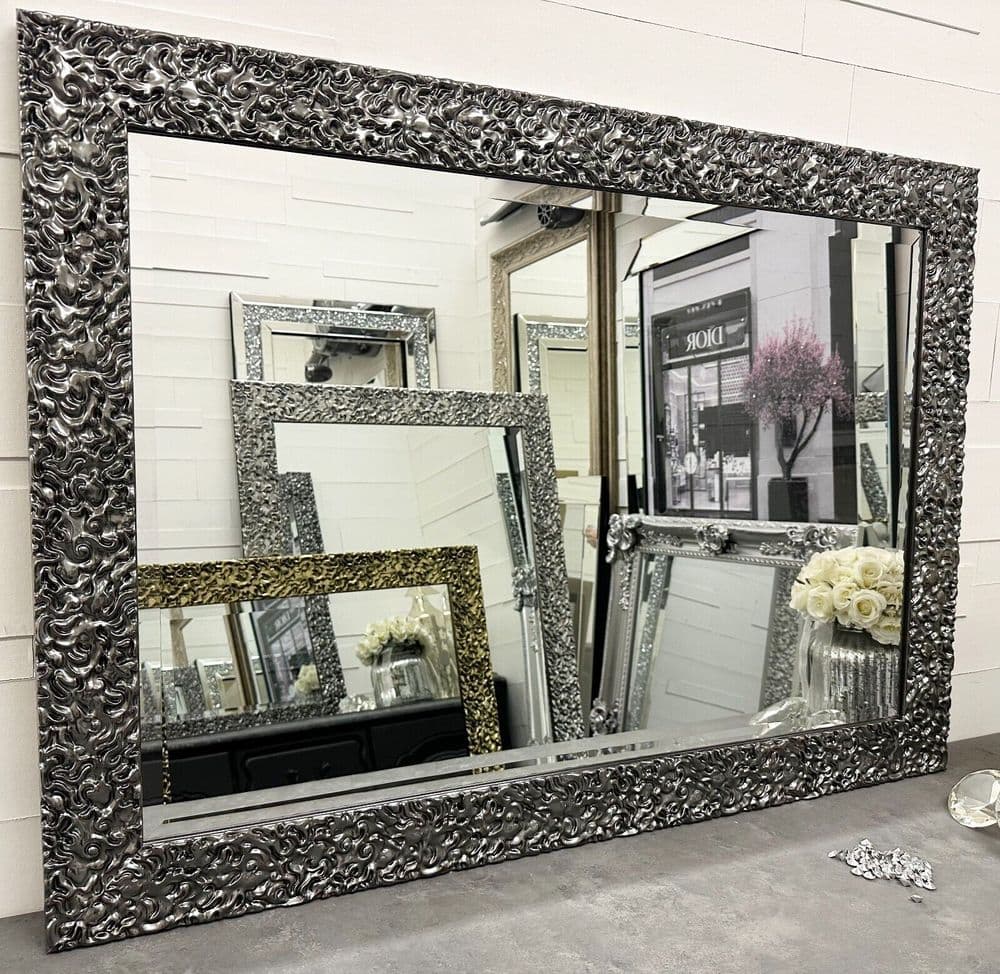 Large Pewter Wave effect Mirror - CHOOSE YOUR SIZE - SOVEREIGN ...