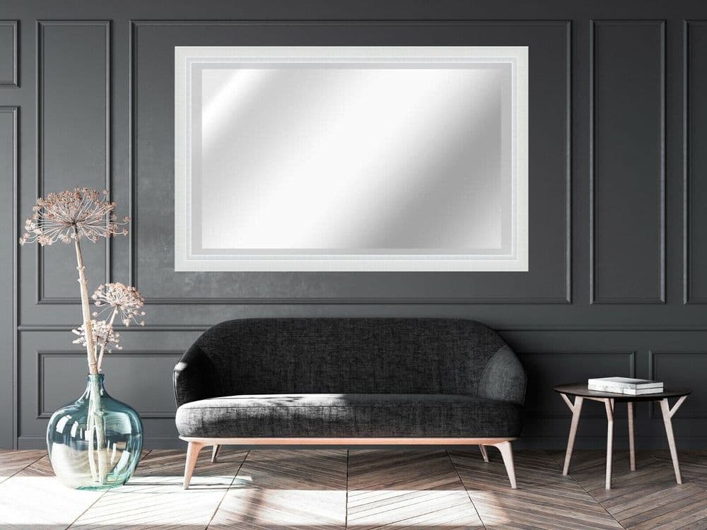 X LARGE Gunmetal Silver Modern Framed Wall Mirror Elegant EDGE