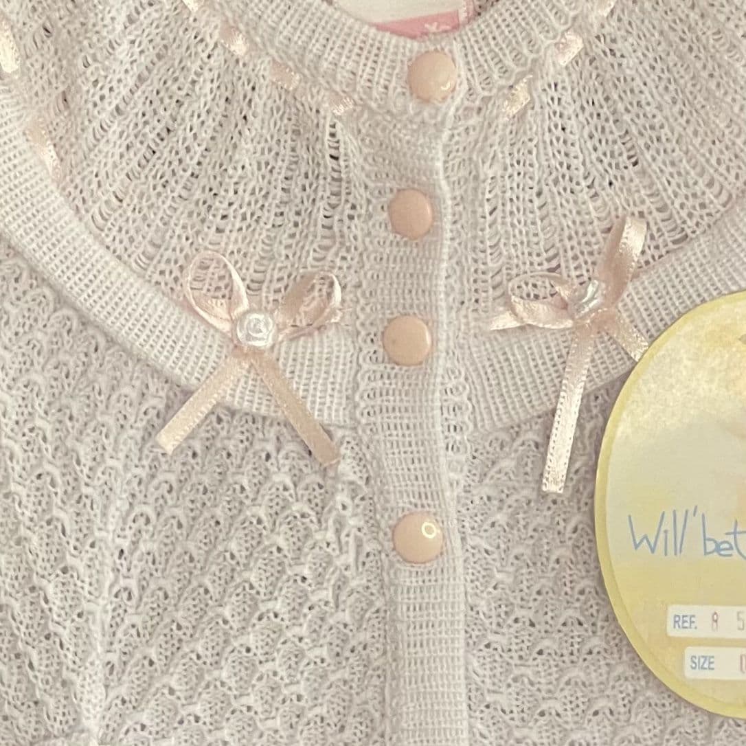 3pc White/Pink Knit Dress Set