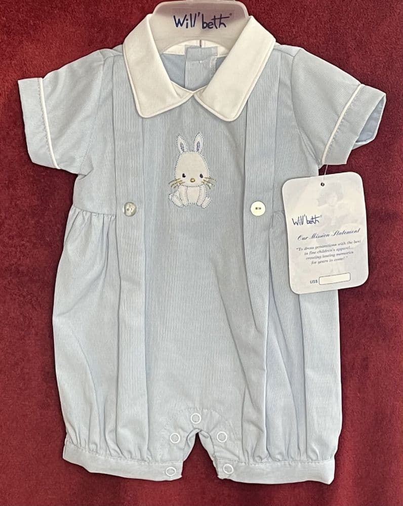 Blue Embroidered Romper