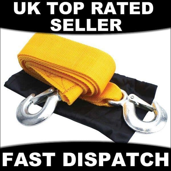 2 TON TONNE AA TOW TOWING ROPE HEAVY DUTY EMERGENCY ROAD CAR BREAKDOWN ...