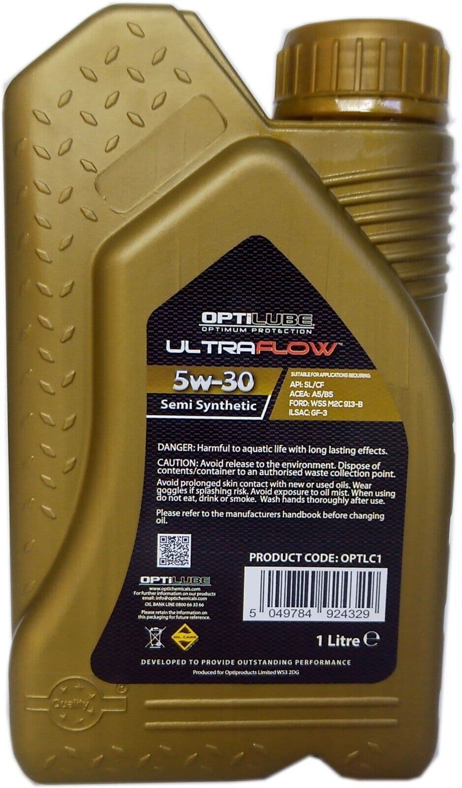 5W30 SEMI SYNTHETIC CAR ENGINE OIL ULTRA FLOW VAN 1 LITRE 1L A5 B5 OPTILUBE
