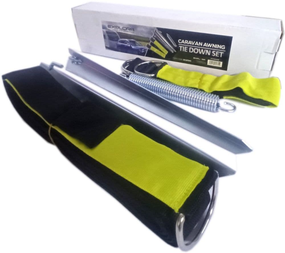 Caravan Awning Tie Down Kit Universal Buckle Storm Strap Spring Pegs