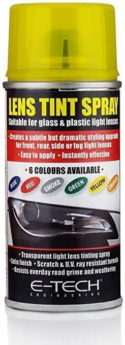E-TECH LENS TINT SPRAY YELLOW 150ML HEADLIGHT HEADLAMP PLASTIC GLASS LENSES