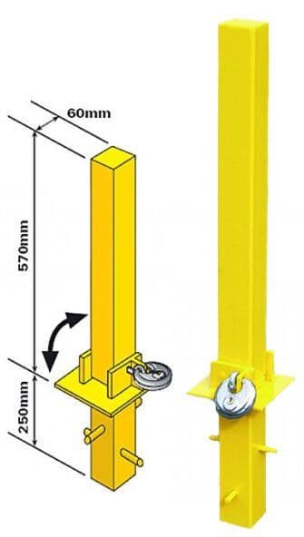 FOLDING SECURITY POST PARKING DRIVEWAY FOLD DOWN CEMENT IN BOLLARD ...