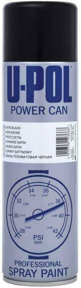 ISOPON U-POL POWERCAN SATIN BLACK AEROSOL TOP COAT SPRAY PAINT BODY ...