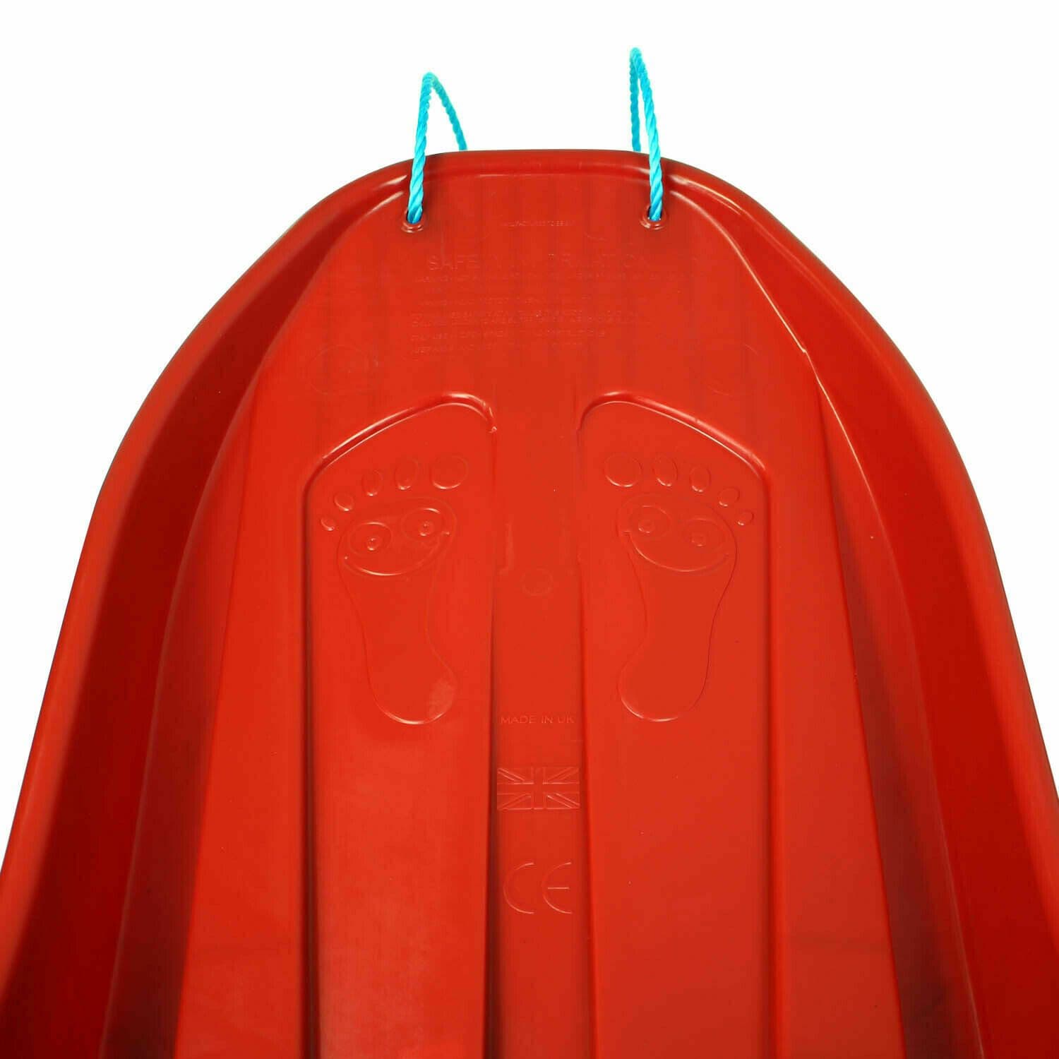 LARGE PLASTIC SLEDGE WITH ROPE WINTER OUTDOOR SNOW KIDS TOBOGGAN SLED RED