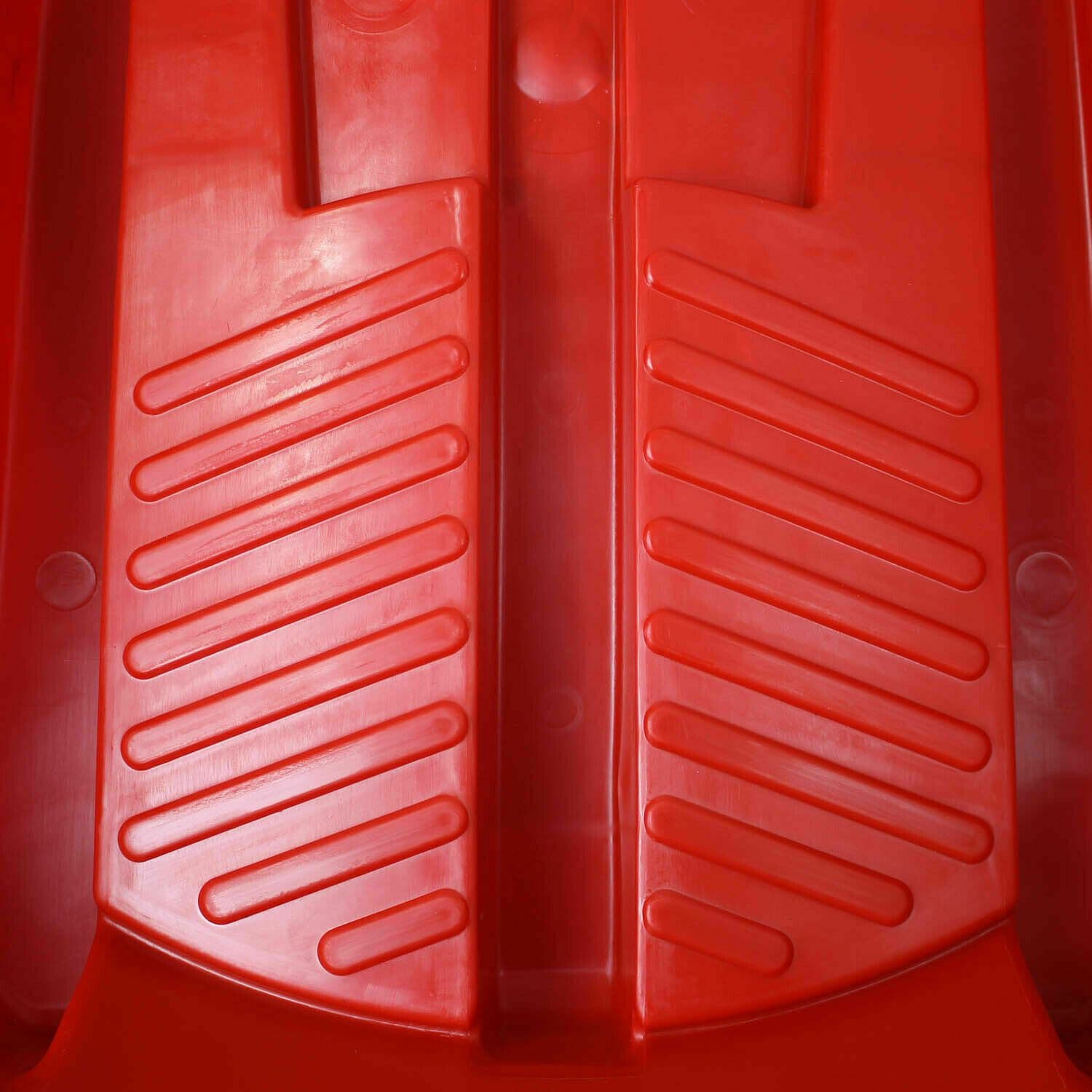 LARGE PLASTIC SLEDGE WITH ROPE WINTER OUTDOOR SNOW KIDS TOBOGGAN SLED RED