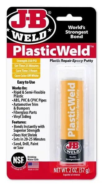 Plastic Weld Fast Setting Epoxy Putty Stick Strength 700 PSI JB Weld
