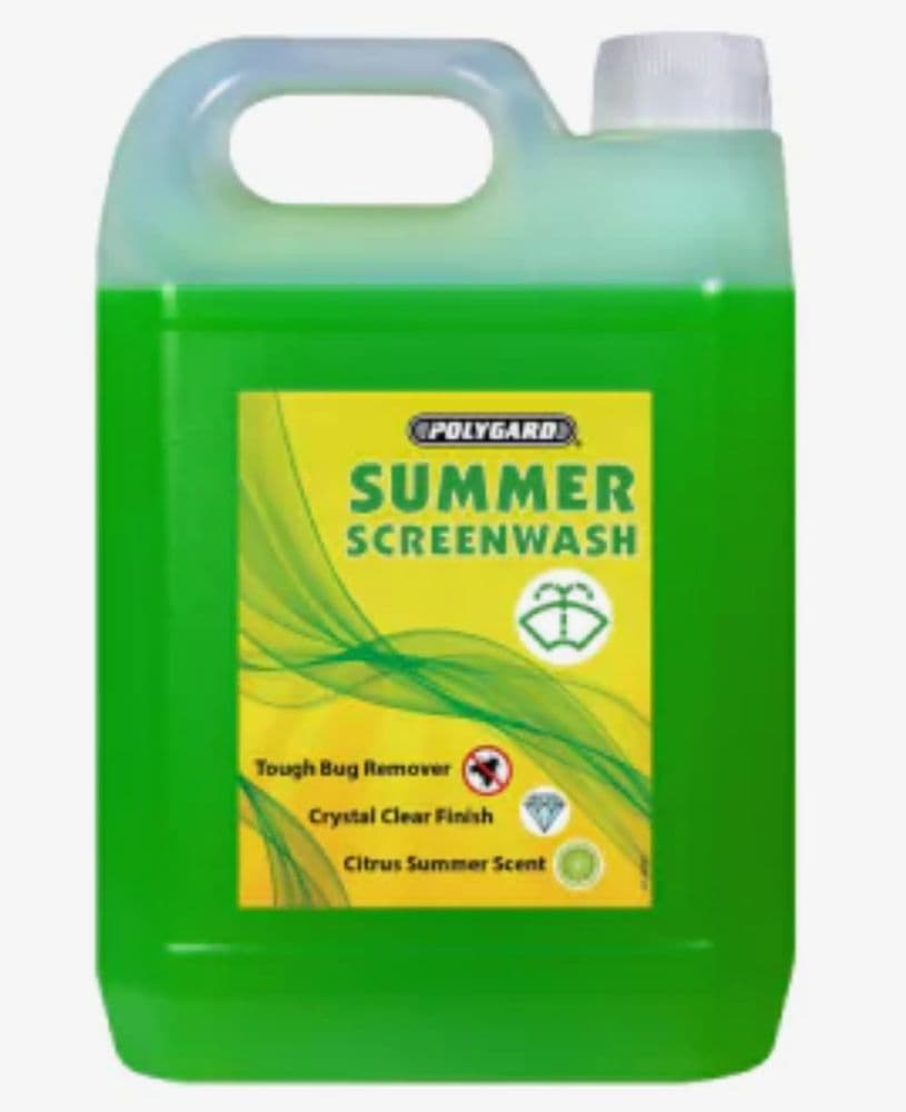 Summer Screen Wash Citrus Scent Crystal Clear Tough Bug Remover Polygard 5L