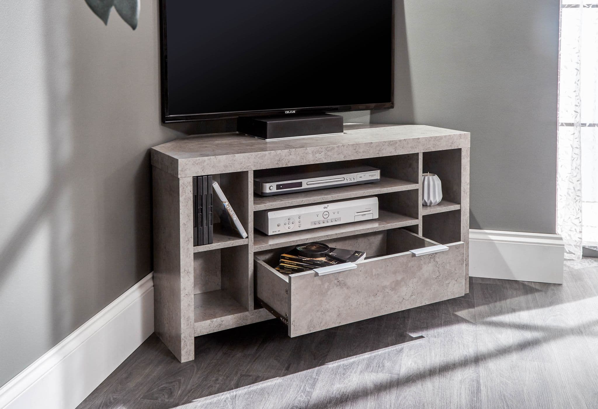 BLOC CORNER TV UNIT CONCRETE