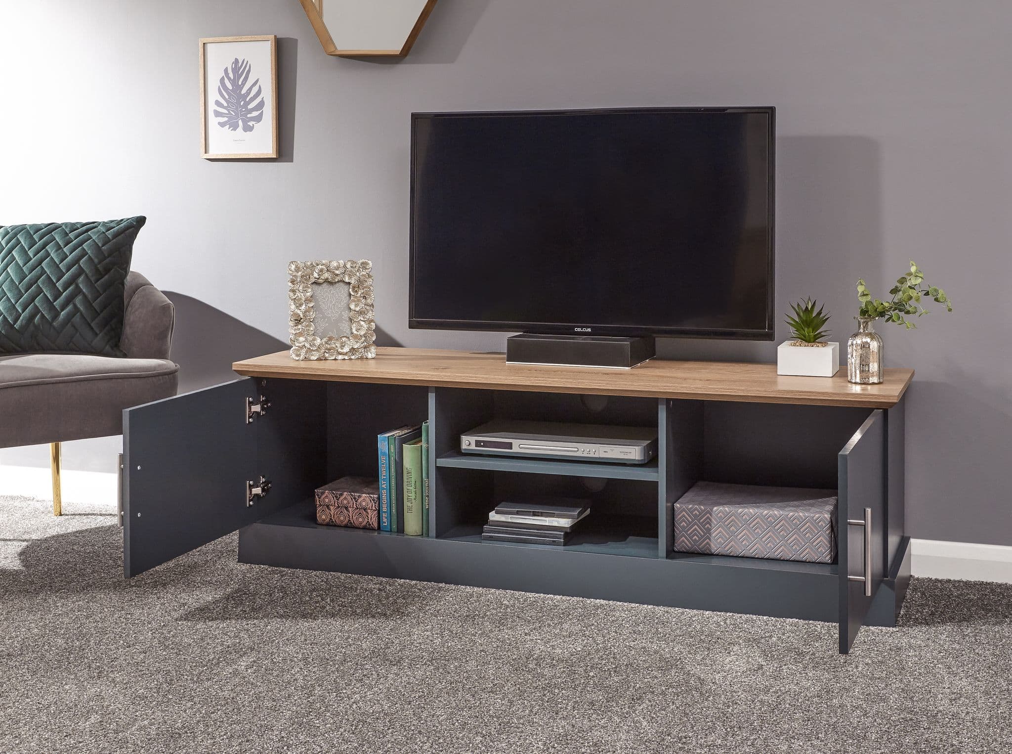KENDAL LARGE TV UNIT SLATE BLUE