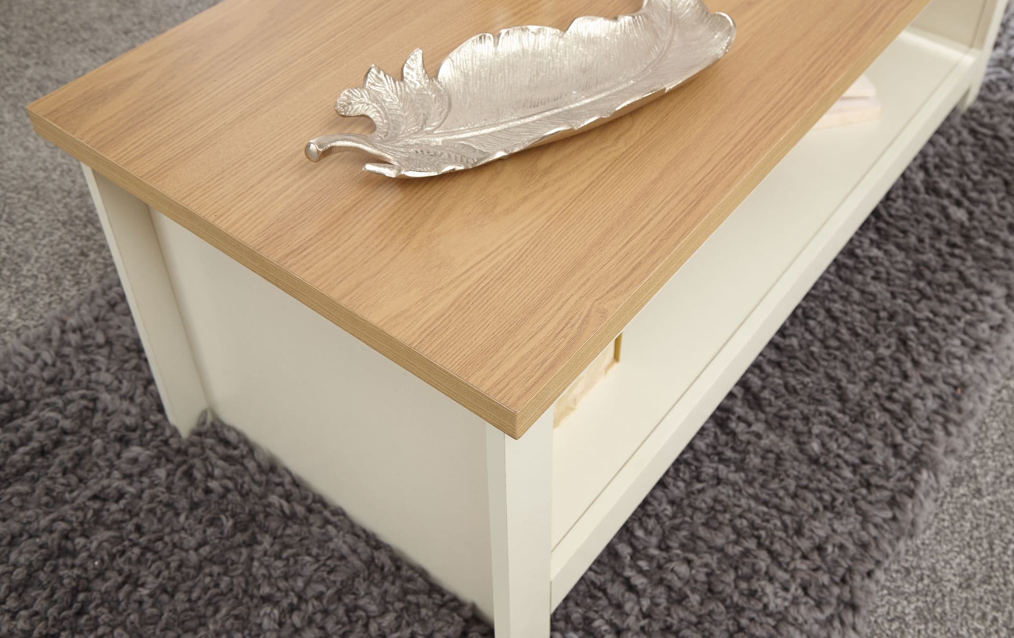 LANCASTER COFFEE TABLE WITH SHELF CREAM