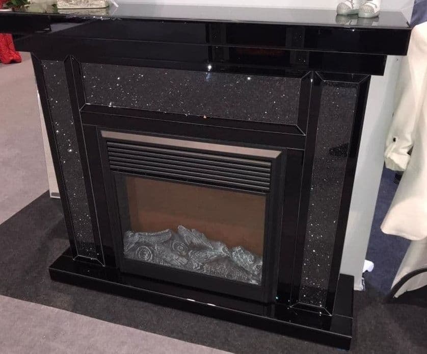 Luxury Black Crushed Diamond Fireplace