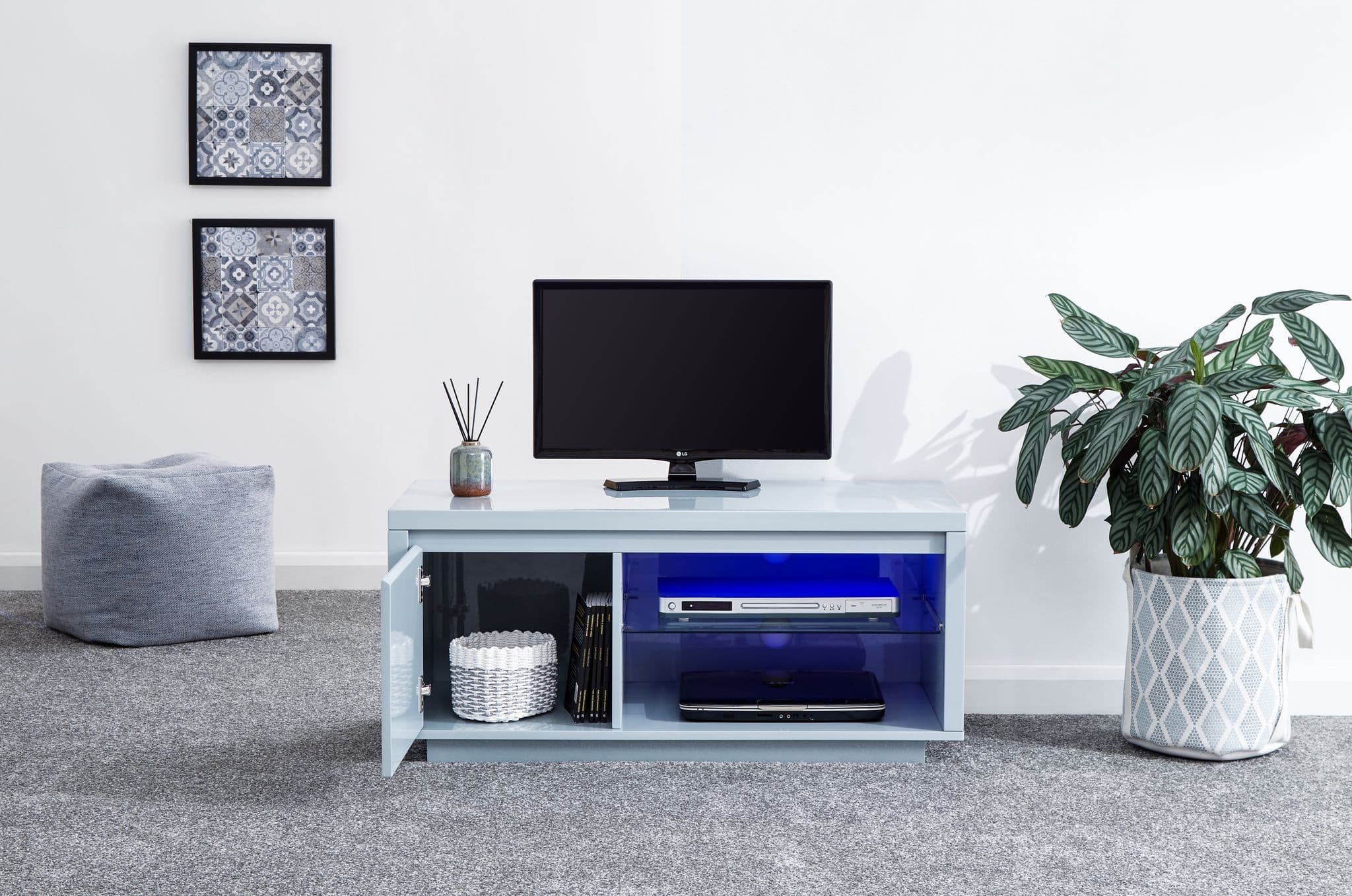 POLAR HIGH GLOSS LED TV UNIT GREY