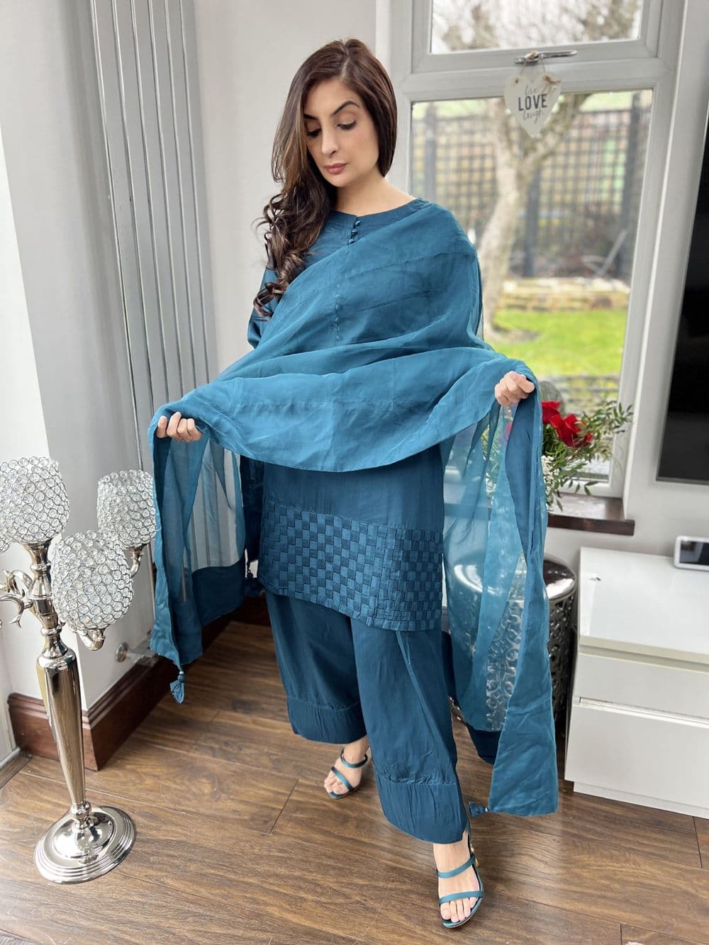 Farshi shalwar suit teal