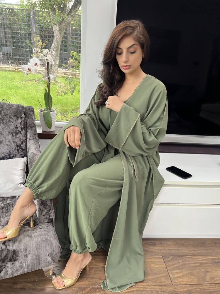 Mawa Gold trim open abaya / kimono