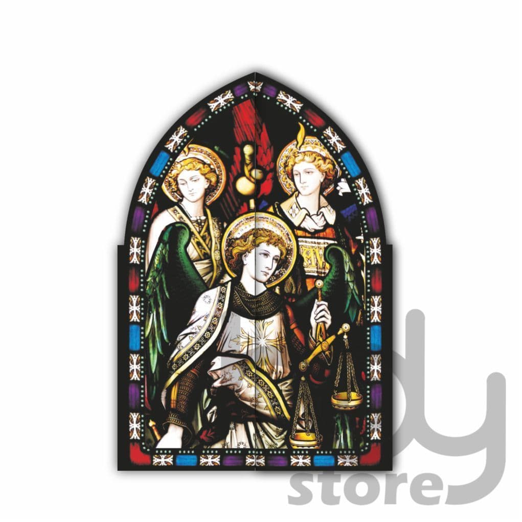 Archangels Stained Glass Triptych Prayer Card