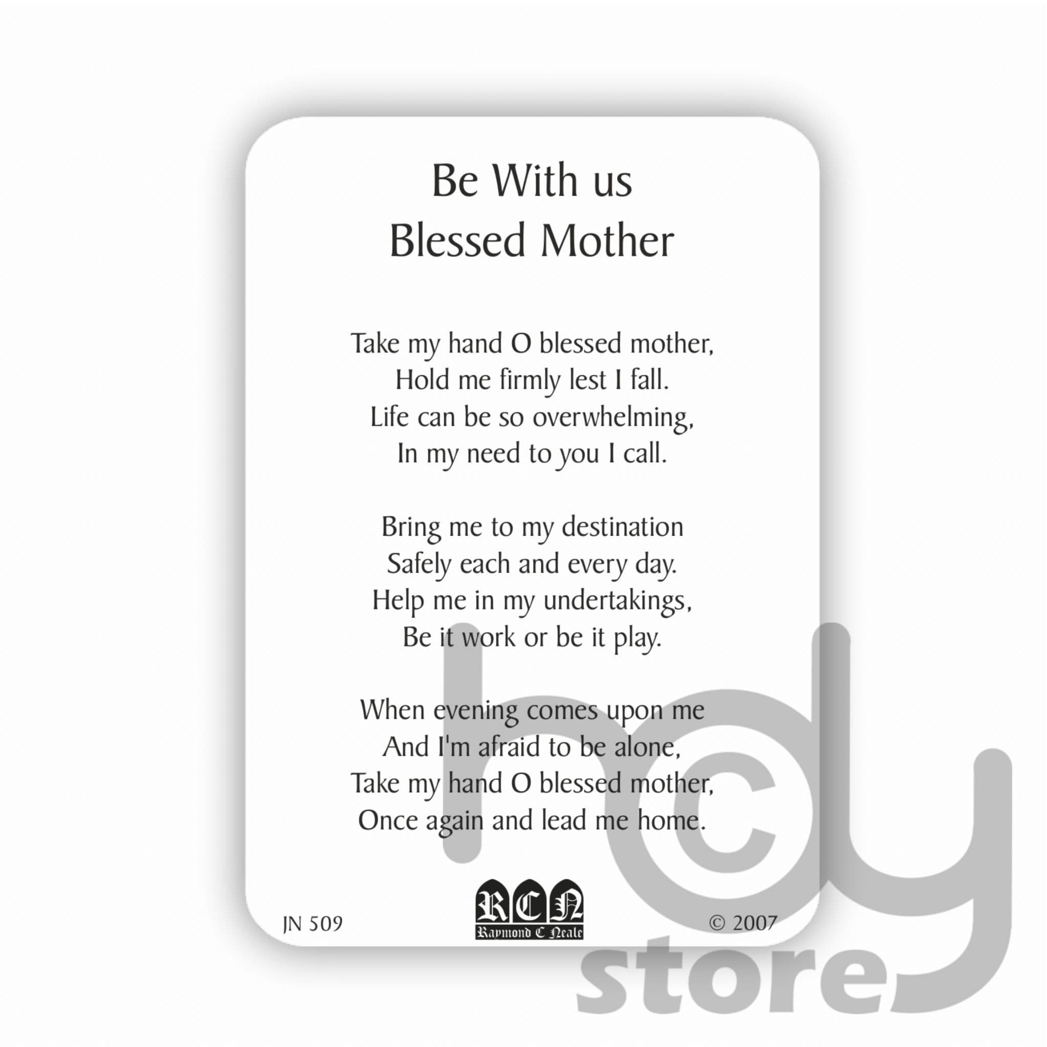 Be with us Blessed Mother Prayer Card
