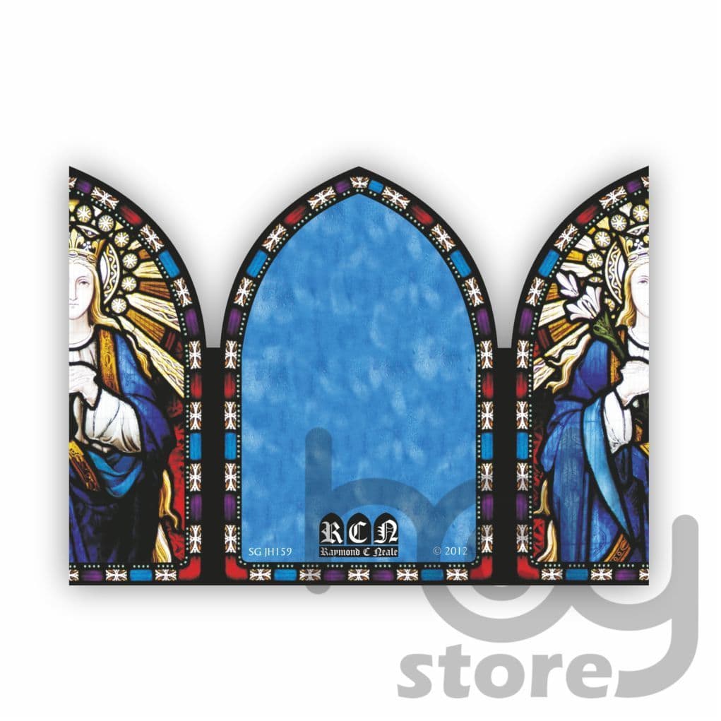 Blessed Virgin Mary Stained Glass Triptych Prayer Card