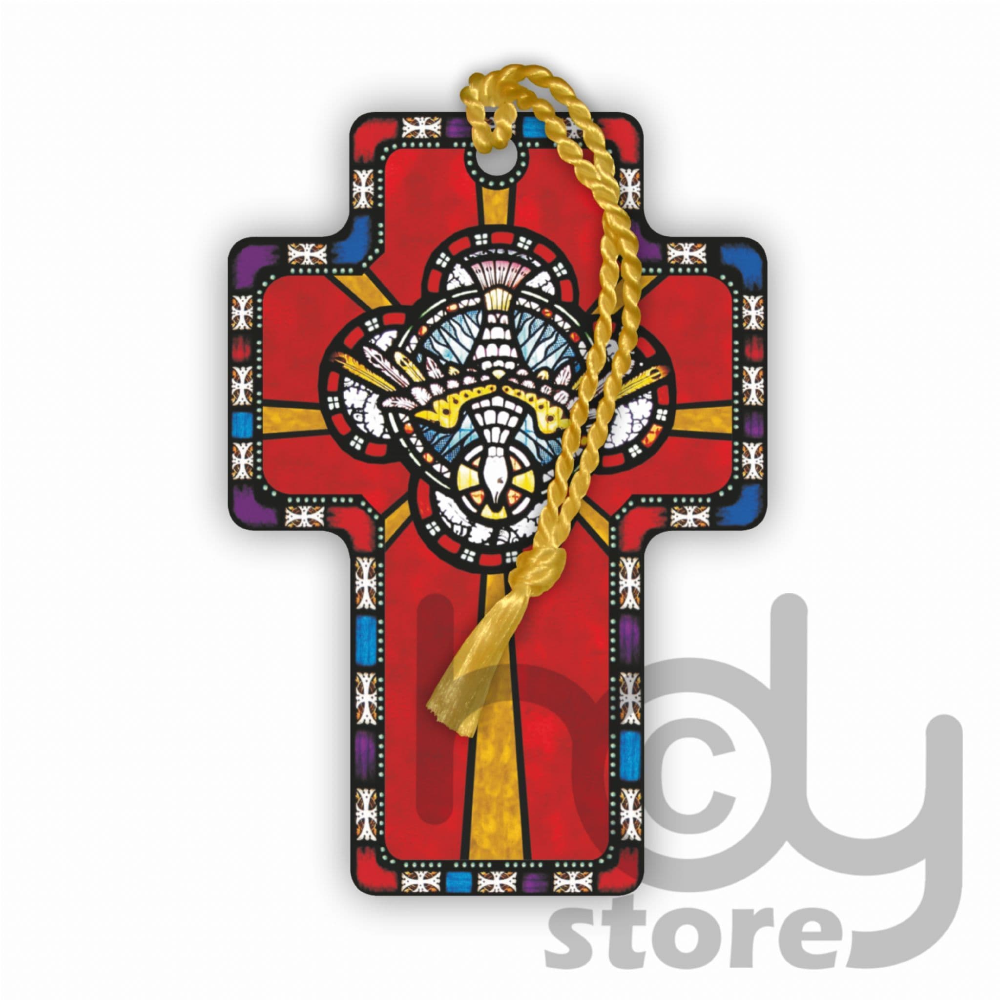 Confirmation/Holy Spirit Stained Glass Cross Shaped Bookmark