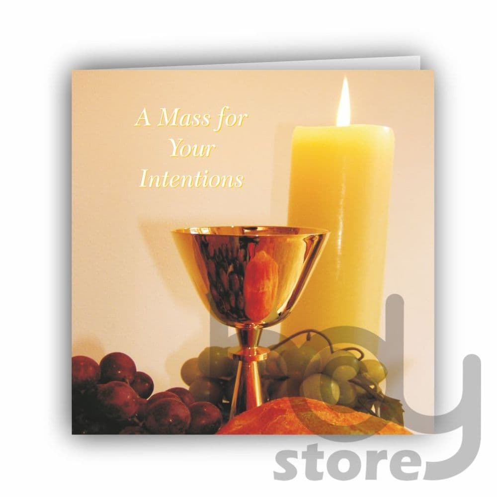 Mass Intention Card - Chalice/Candle/Grapes/Bread Design