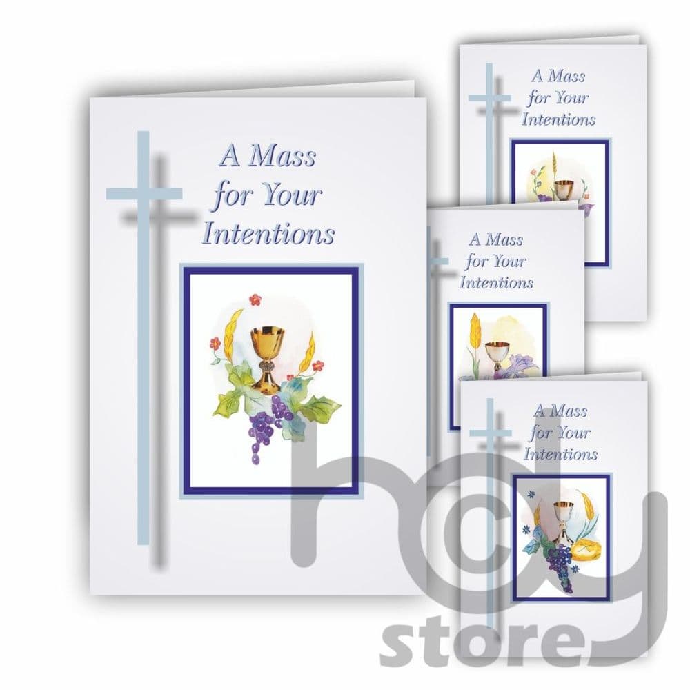 Mass Intention Card - Liturgical Chalice Paintings grey background Pk of 4