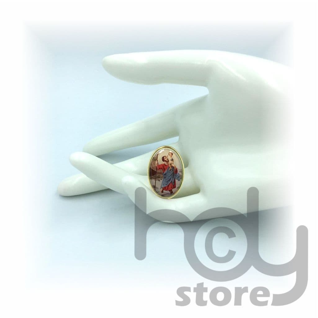 St Christopher Lapel Pin with domed picture